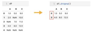【Python図解】Pandas DataFrameで欠損値のある行・列を削除する（dropna( )メソッド)を解説！